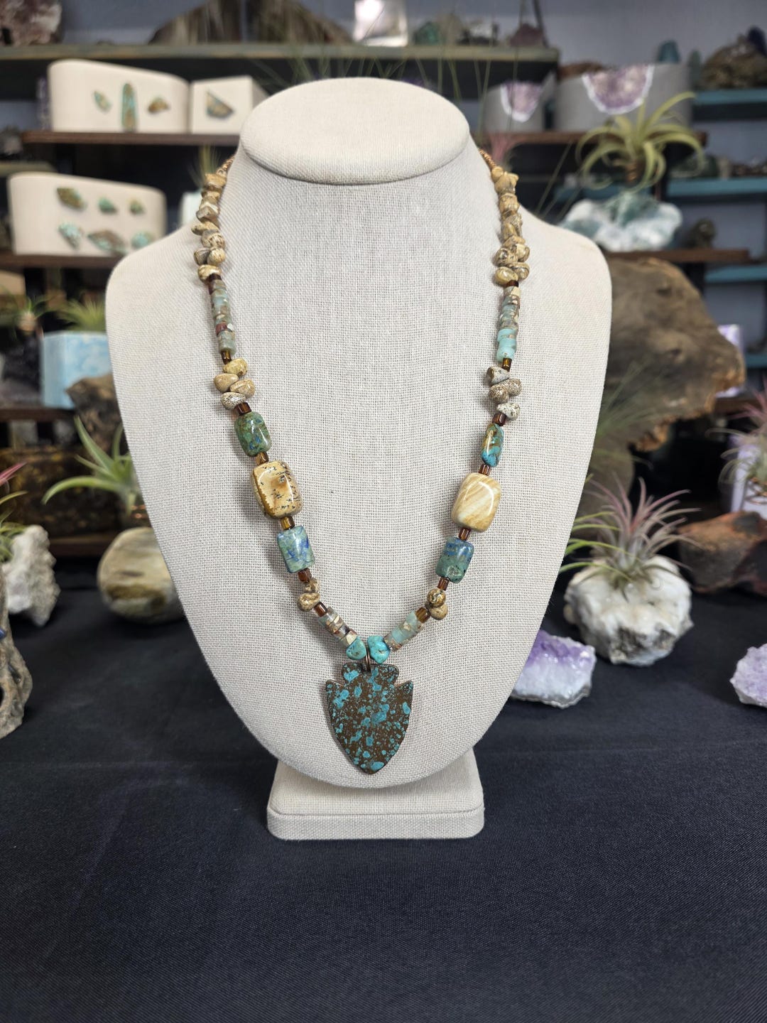 Verdigris Copper Arrowhead Necklace - Malachite Azurite Chrysocolla ...