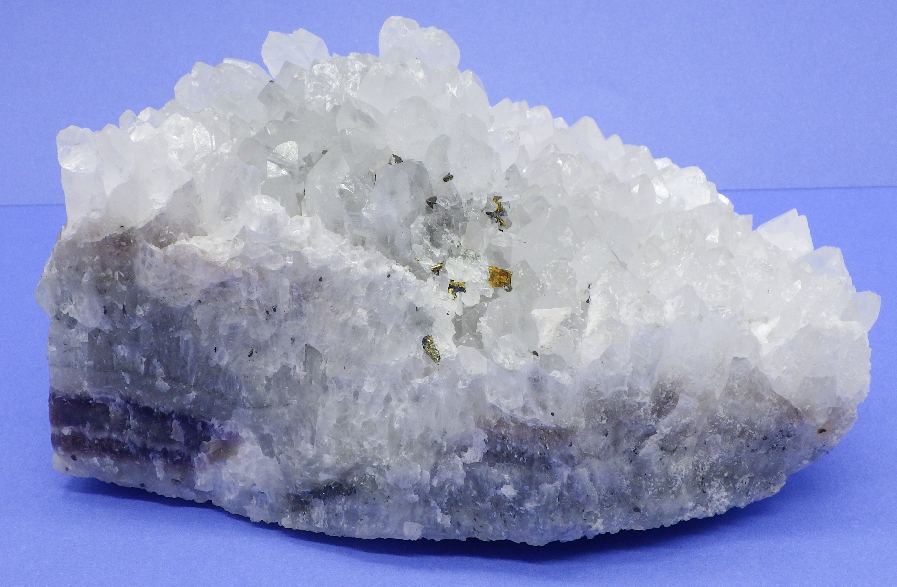 Large Quartz Crystal Cluster With Chalcopyrite & Amethyst - Etsy