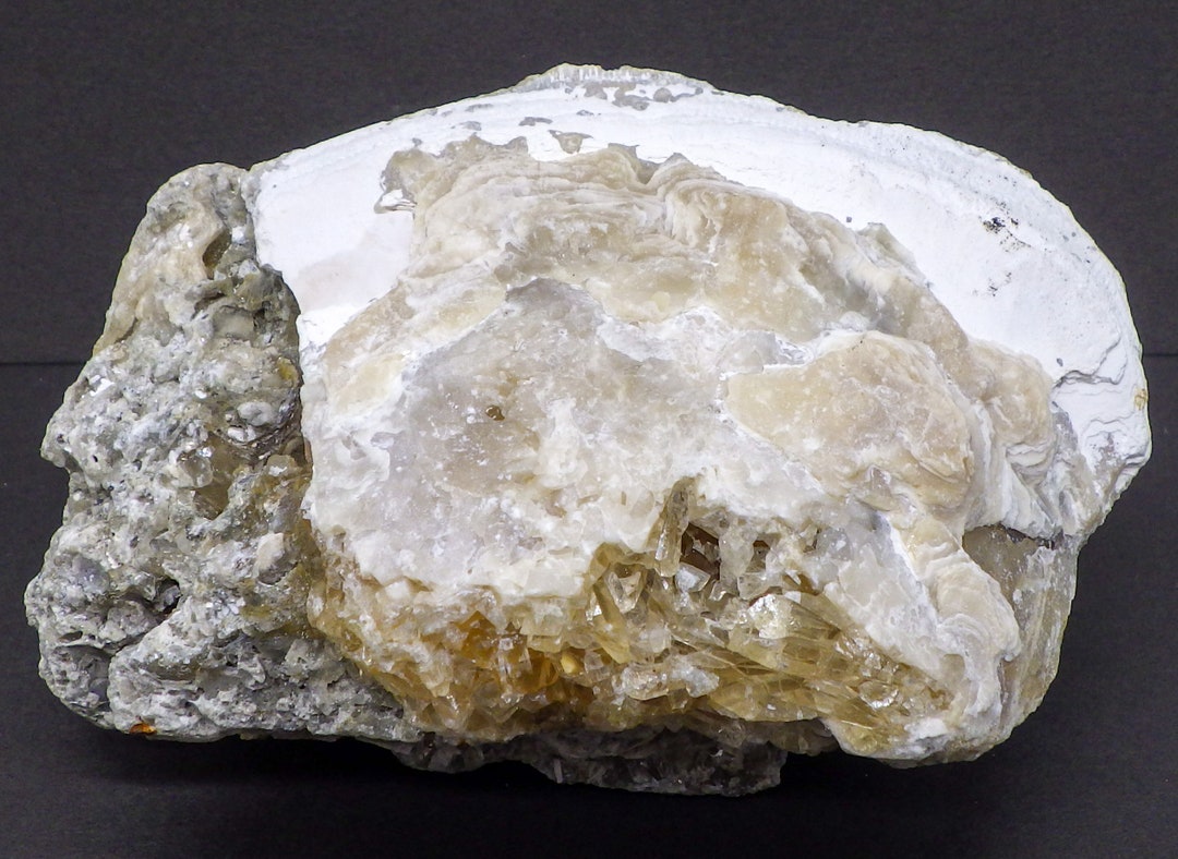 Great Rucks Pit Golden Calcite Clam Multiple Shell Pieces With Calcite ...