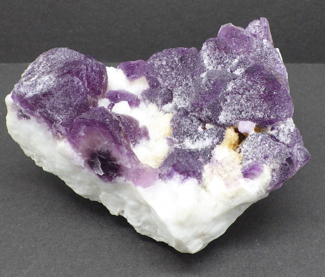 White Matrix Plate With Etched Purple Fluorite on Matrix La Lupita Mine ...