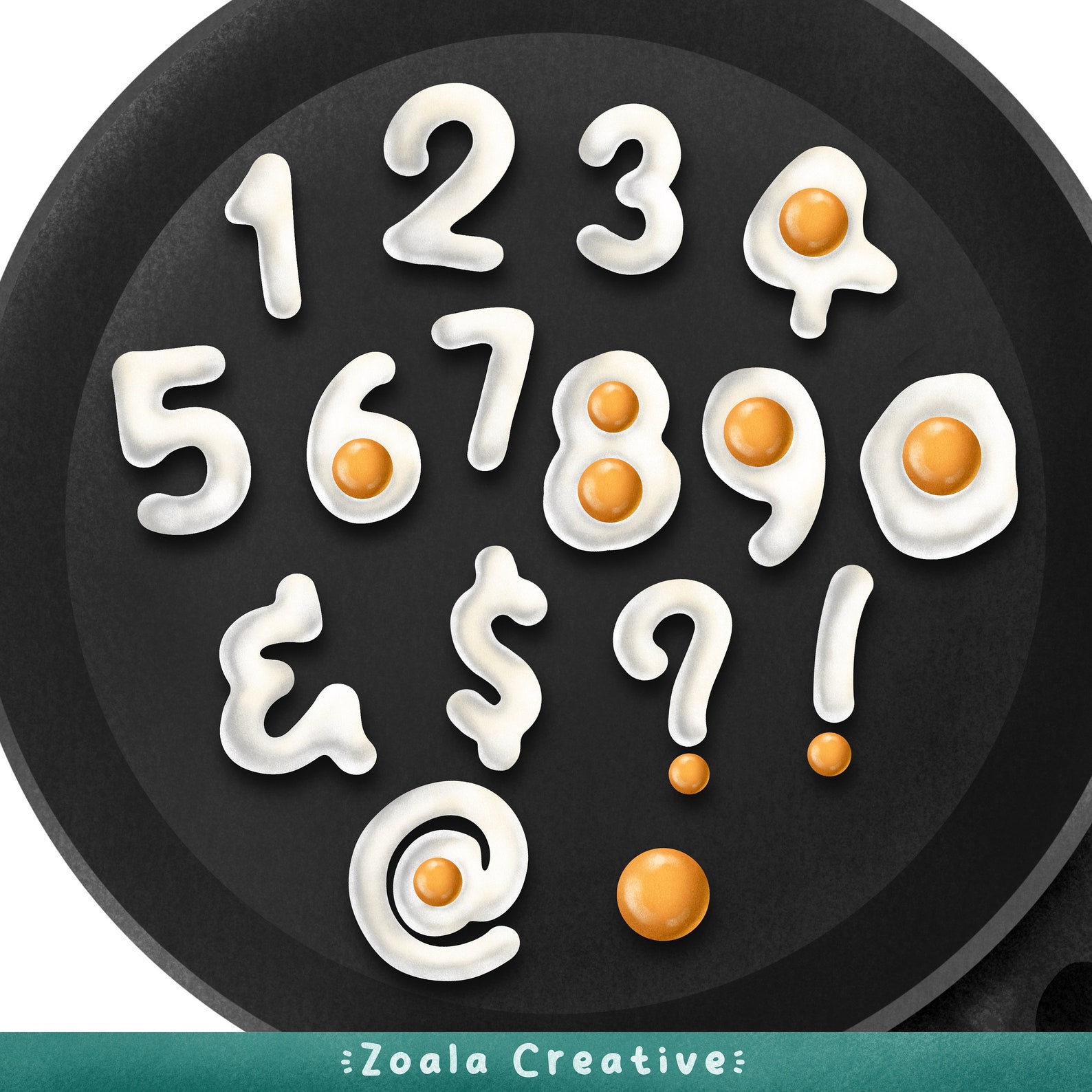 Fried Egg Alphabet - Illustrated Eggy Letters - Sunny Side up Breakfast ...