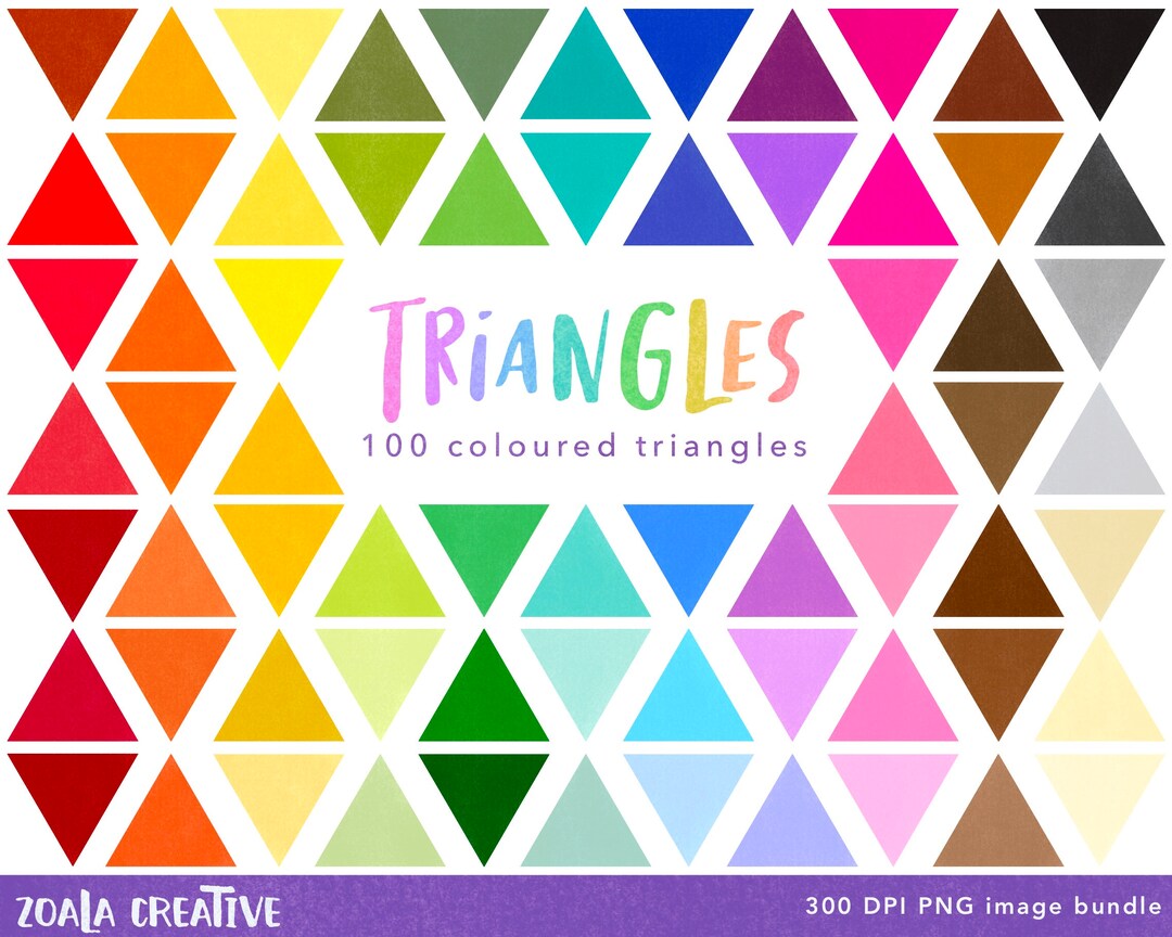 100 Textured Colour Triangles PNG Bundle for Digital Stickers, Planner ...