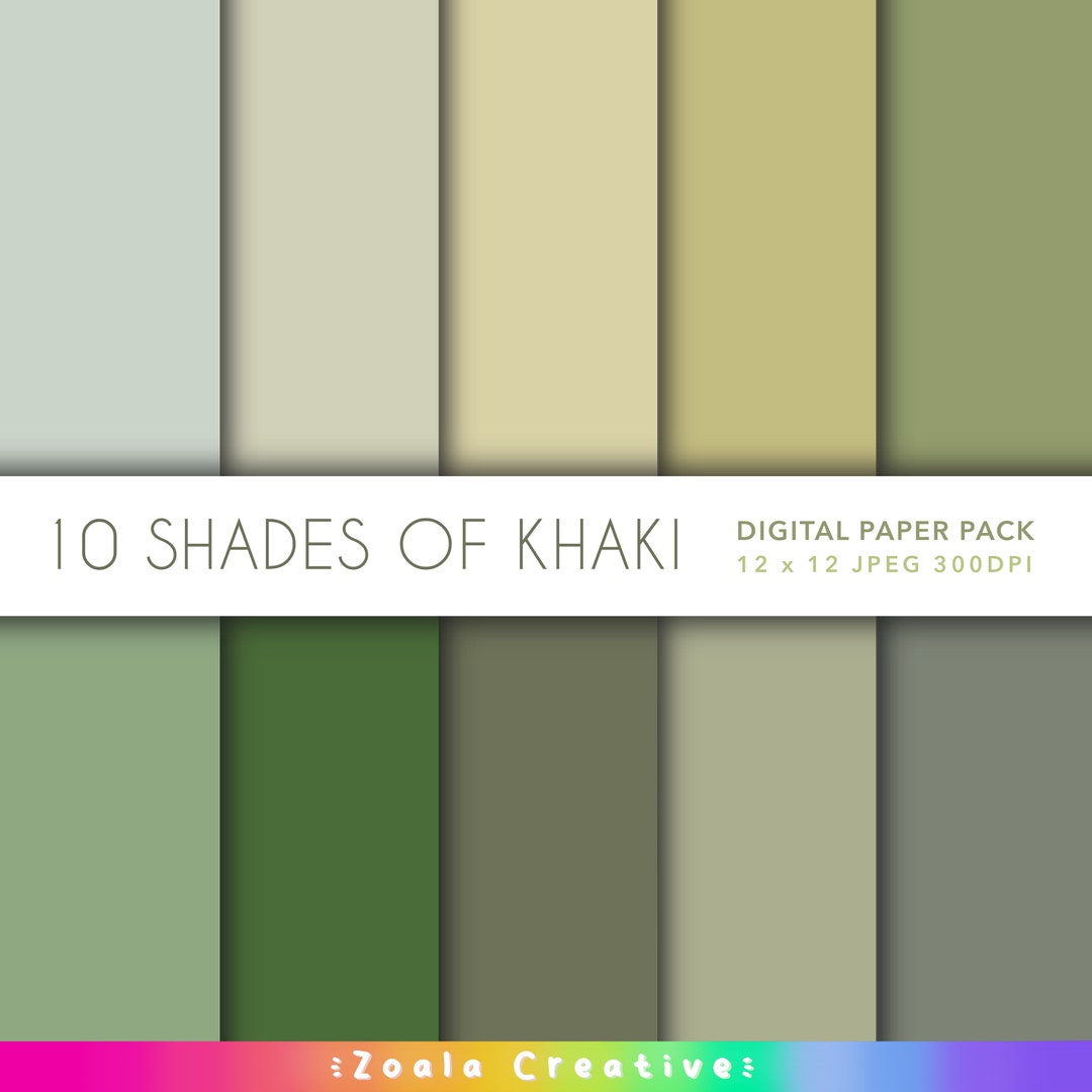 10 Solid Colour Khaki 12 X 12 Digital Paper Set for Scrapbooking ...