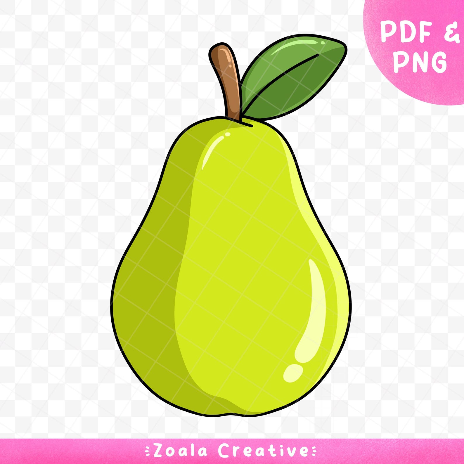 Simple Cartoon Pear Clipart, DIY Craft - Printable Solid Colour - Cute ...
