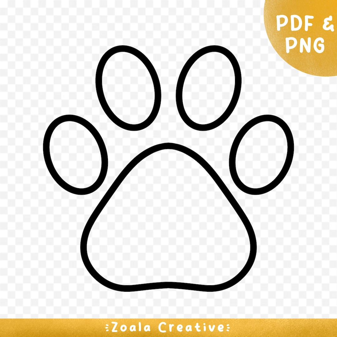 Simple Black Paw Print Outline Template, DIY Craft - Daycare Clipart ...