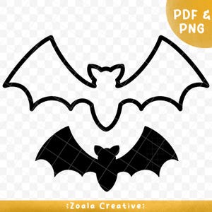 Simple Black Bat Outline Templates, DIY Craft - Printable Solid Black ...