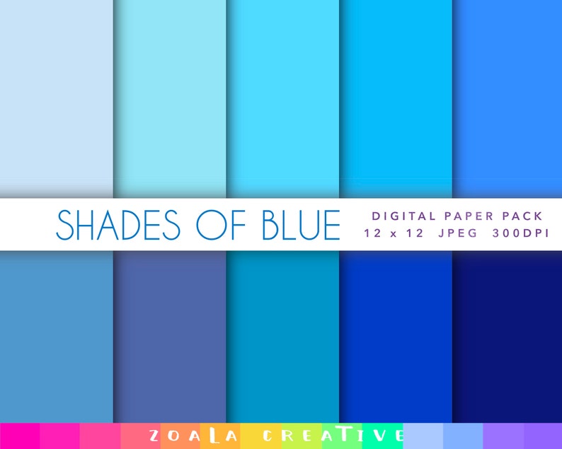 10 Solid Blue 12 X 12 Digital Paper Set for Scrapbooking - Etsy