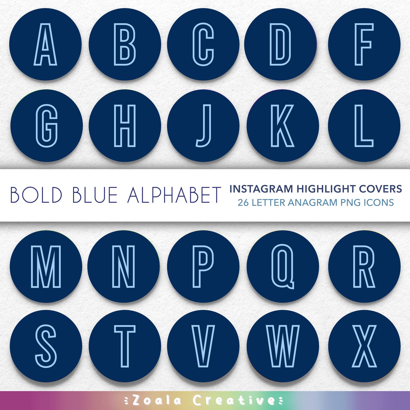 20 Bold Blue Alphabet Instagram Highlight Covers Uppercase Anagrams for ...