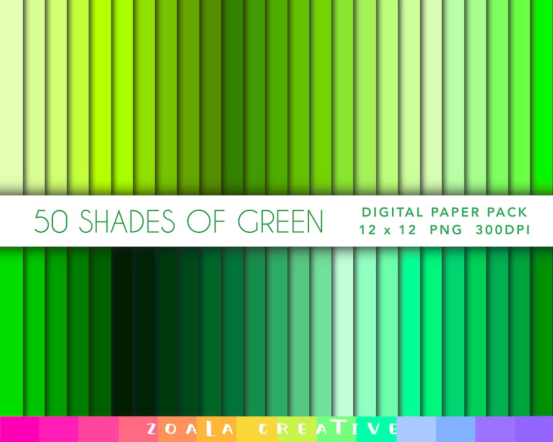50 Shades of Green 12 X 12 Digital Paper - Instant Download Bundle for ...