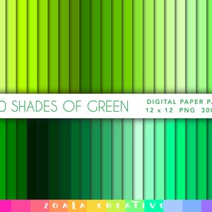 50 Shades of Green 12 X 12 Digital Paper Instant Download Bundle for ...