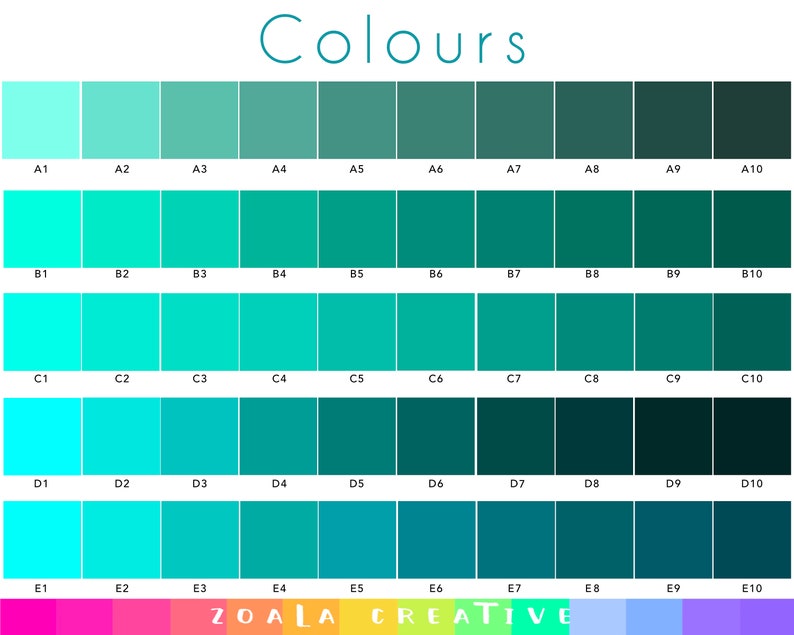 50 Shades of Teal 12 X 12 Digital Paper - Instant Download Bundle for ...