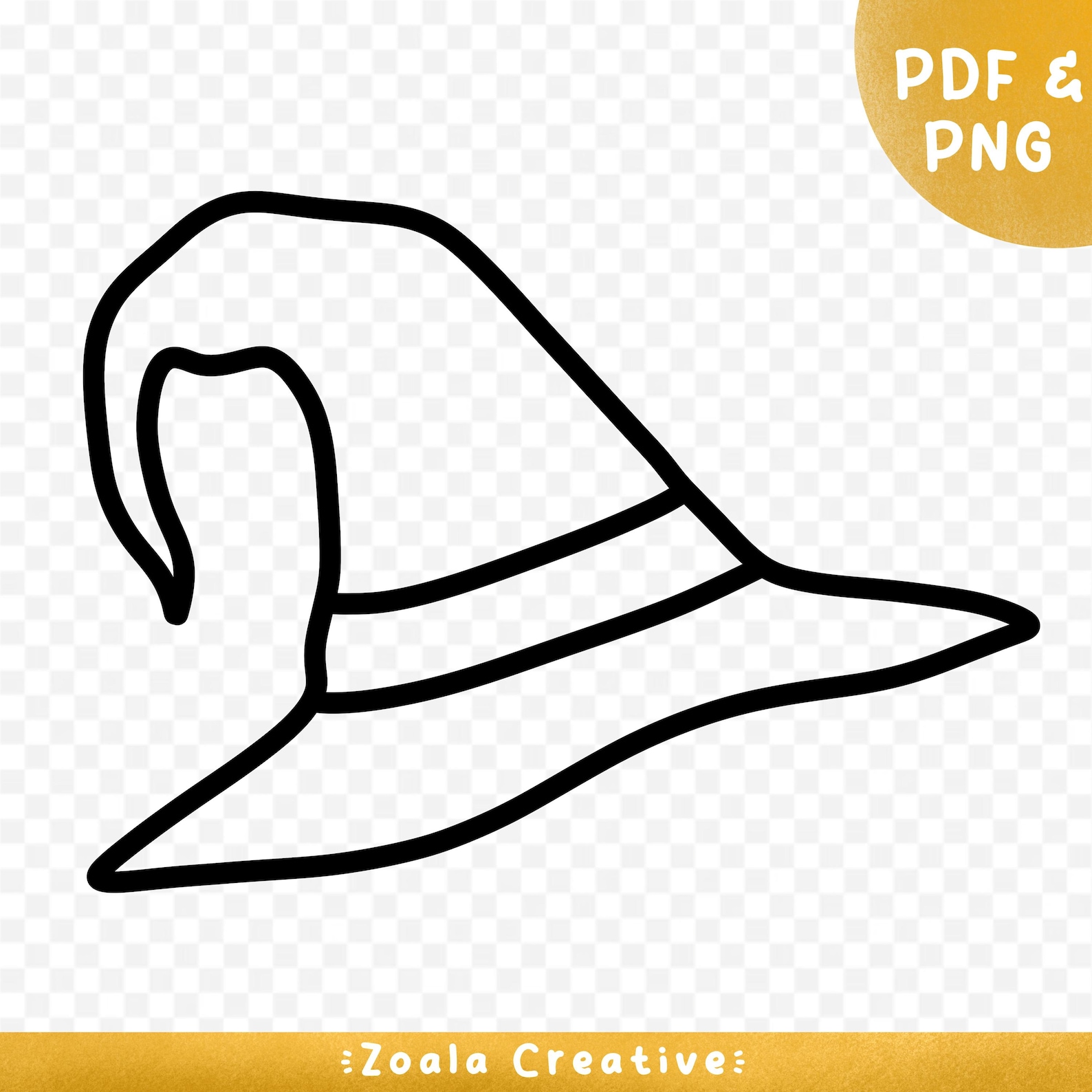Simple Witches Hat Outline Template, DIY Craft - Printable Solid Black ...