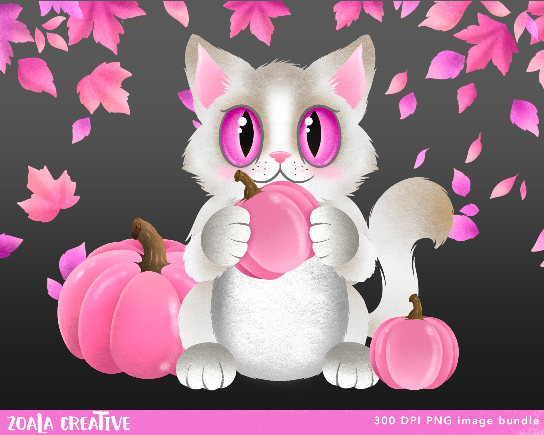 PINK HALLOWEEN - Textured PNG Clipart Bundle, Spooky Witch Illustration ...