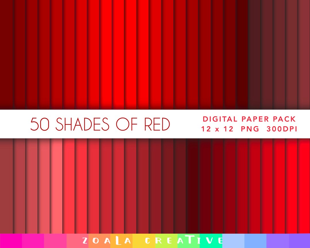 50 Shades of Red 12 X 12 Digital Paper - Instant Download Bundle for ...