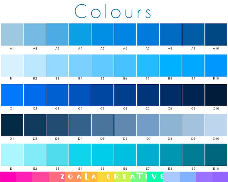 50 Shades of Blue 12 X 12 Digital Paper - Instant Download Bundle for ...