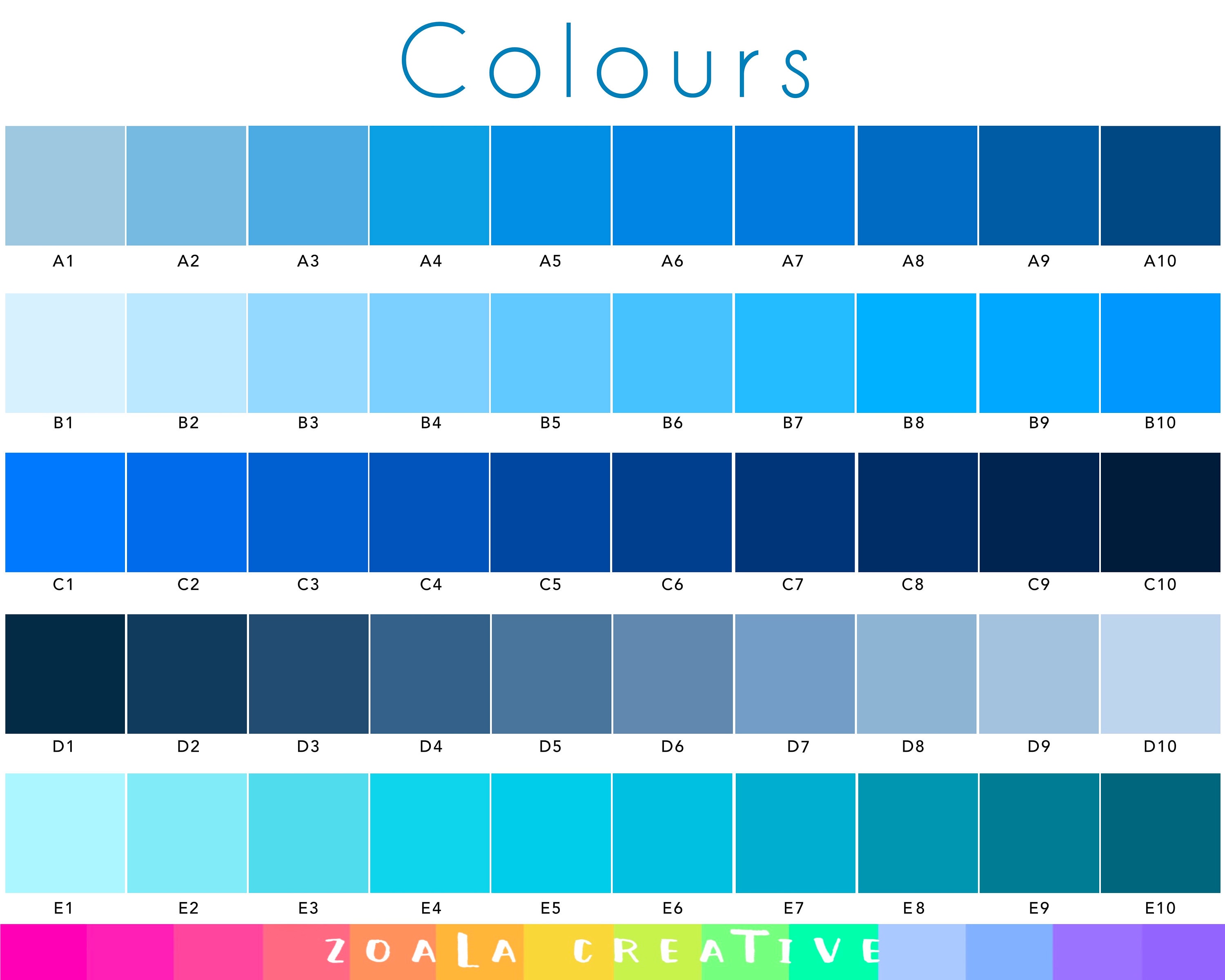 50 Shades of Blue 12 X 12 Digital Paper - Instant Download Bundle for ...