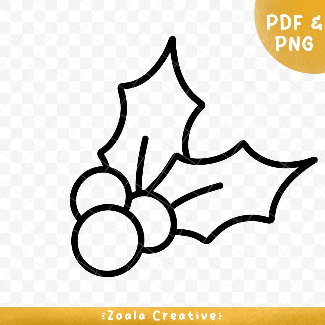 Simple Cartoon Christmas Holly Template Outline, DIY Printable Download ...