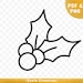 Simple Cartoon Christmas Holly Template Outline, DIY Printable Download ...