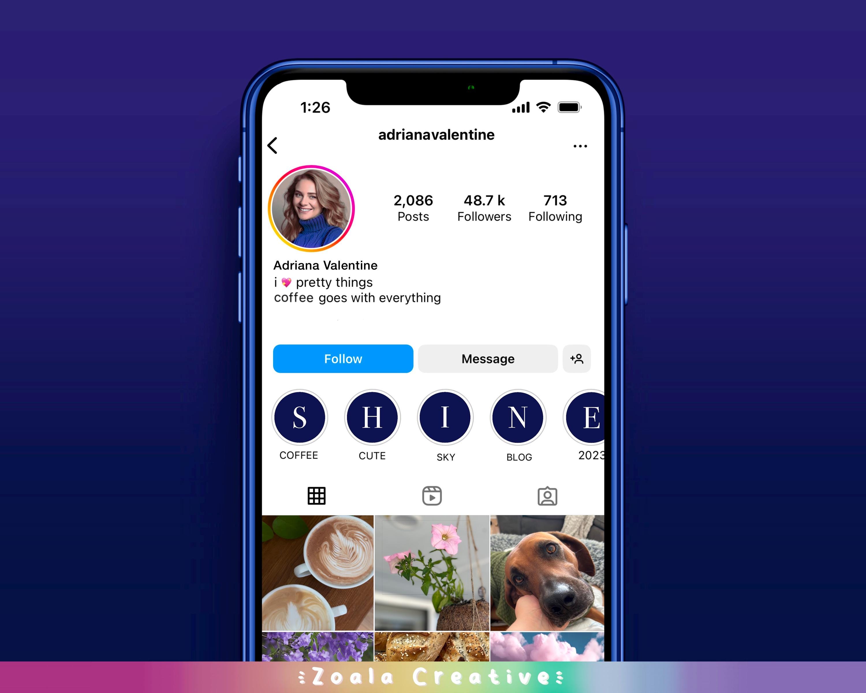 20 Navy Blue and White Alphabet Instagram Highlight Covers - Uppercase ...