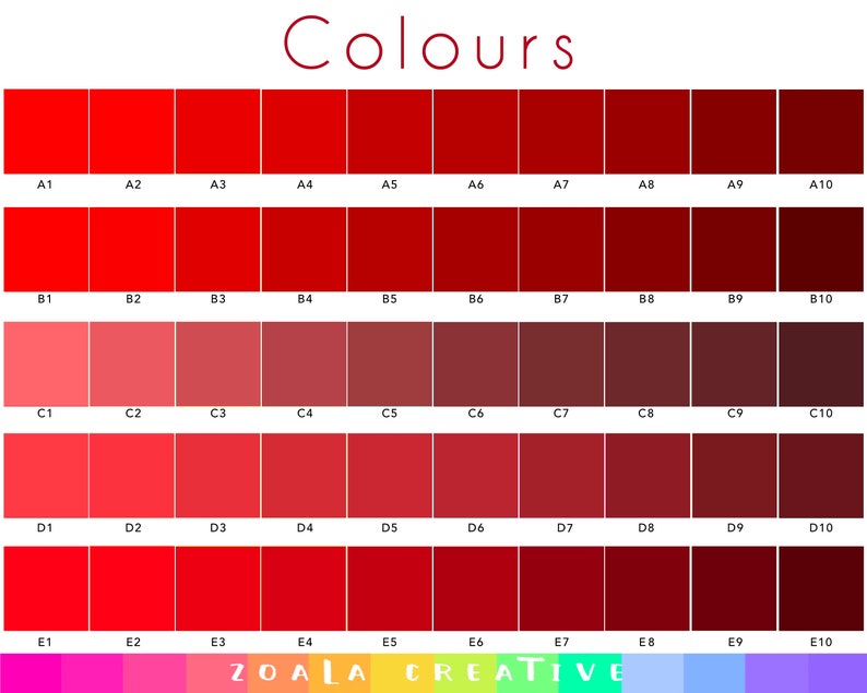 50 Shades of Red 12 X 12 Digital Paper - Instant Download Bundle for ...