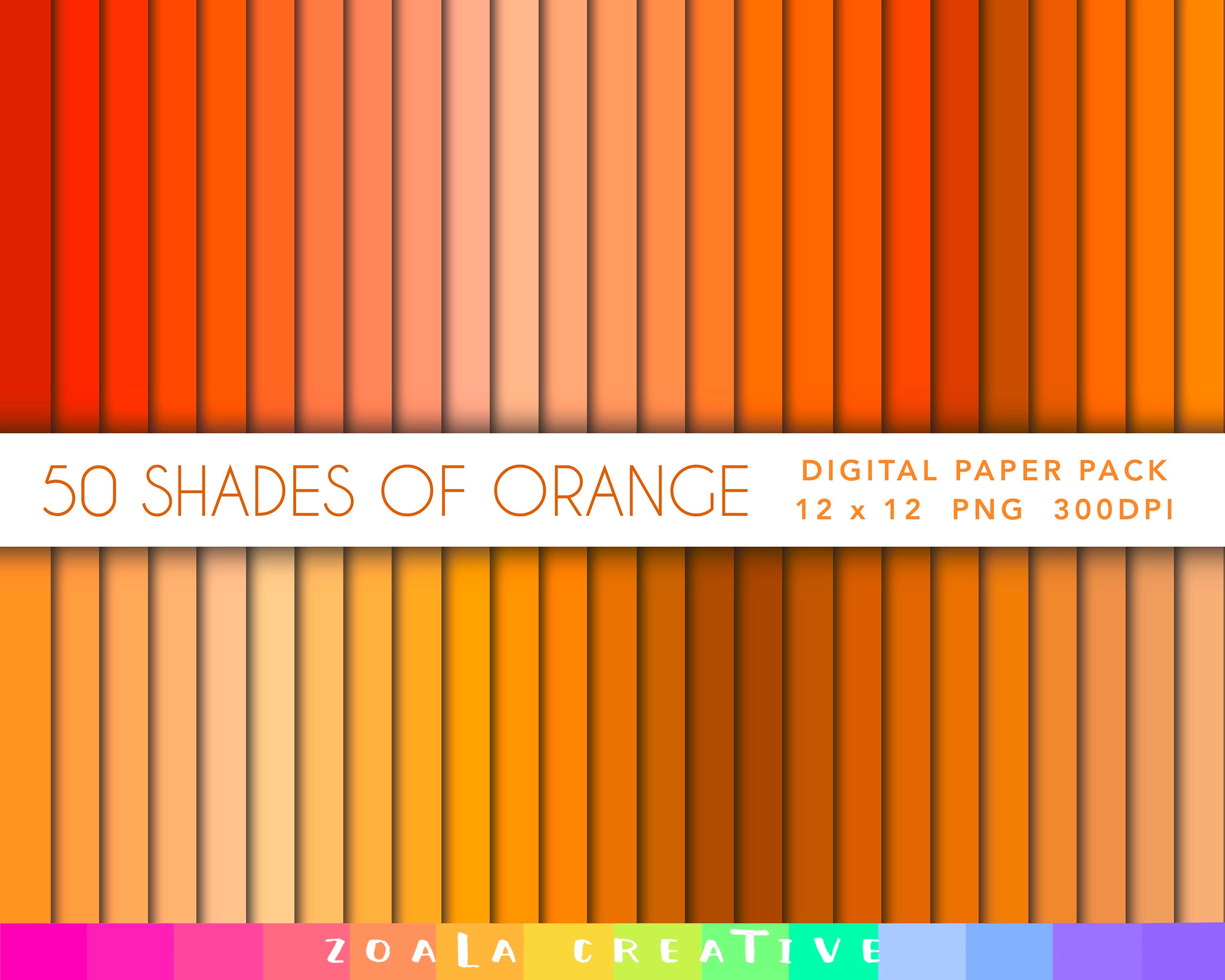 50 Shades of Orange 12 X 12 Digital Paper - Instant Download Bundle for ...