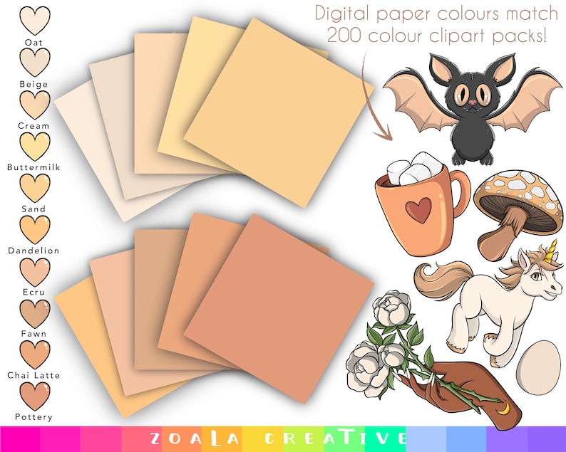 10 X Solid Colour Beige 12 X 12 Digital Paper Set for Scrapbooking ...