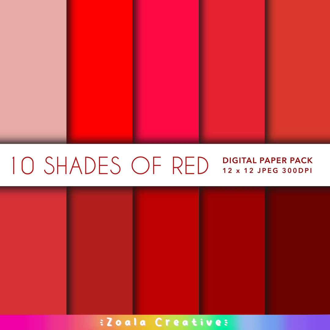 10 Solid Red 12 X 12 Digital Paper Set for Scrapbooking, Journalling ...