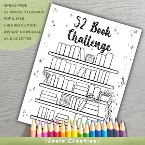 Colouring in Book Tracker Page - 52 Book Weekly Reading Challenge ...