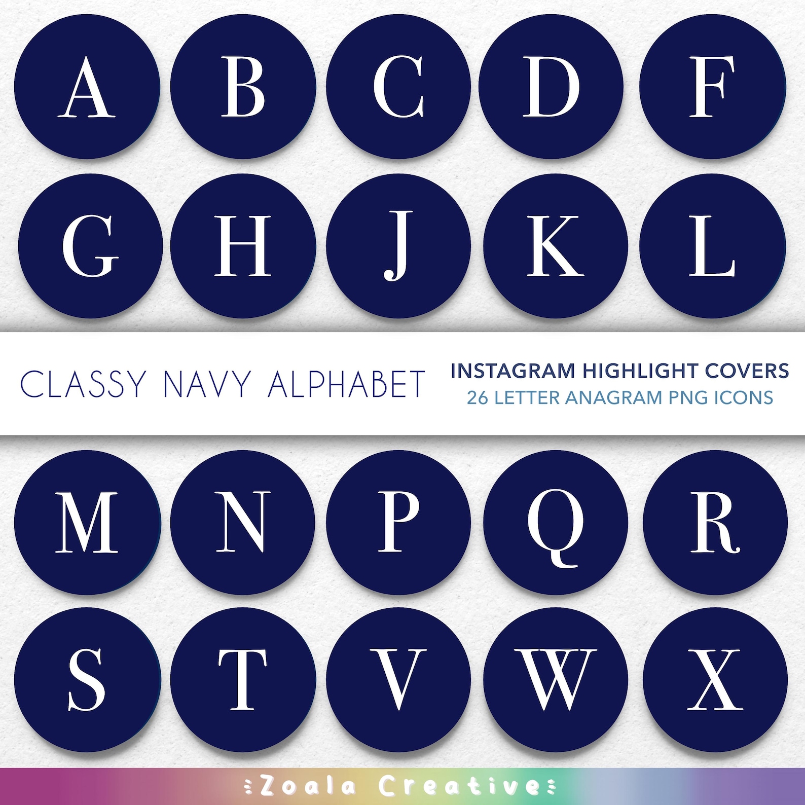 20 Navy Blue and White Alphabet Instagram Highlight Covers - Uppercase ...