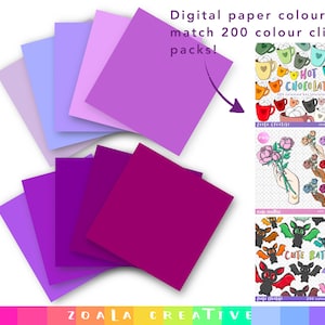 10 Solid Purple 12 X 12 Digital Paper Set for Scrapbooking, Journalling ...