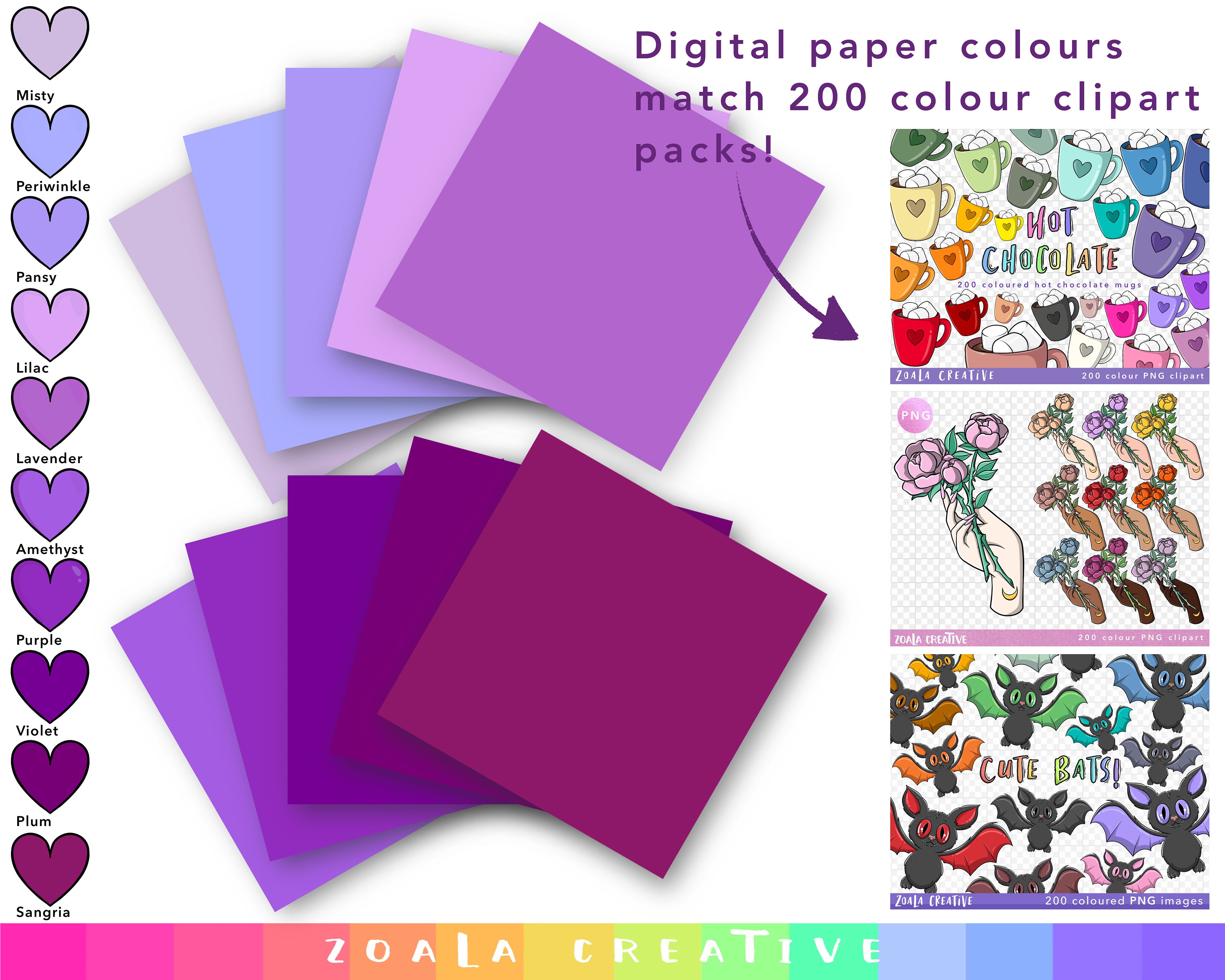 Purple Digital Paper: 10 Vibrant Scrapbook Backgrounds (digital ...