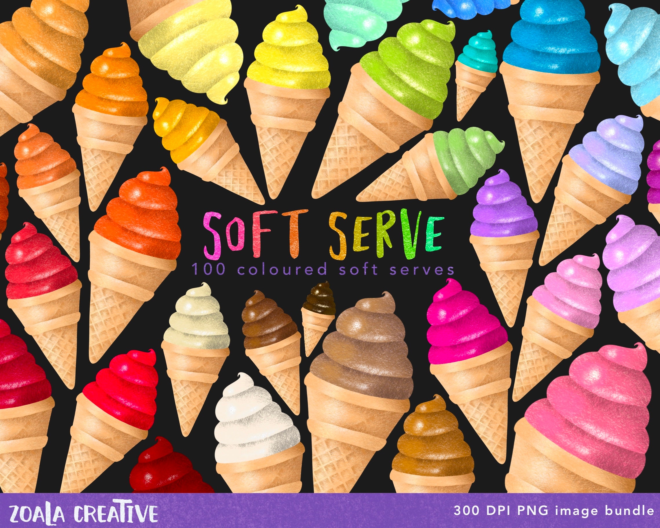 100 Colour Soft Serve PNG Bundle for Card Making, Scrapbooking. Red ...