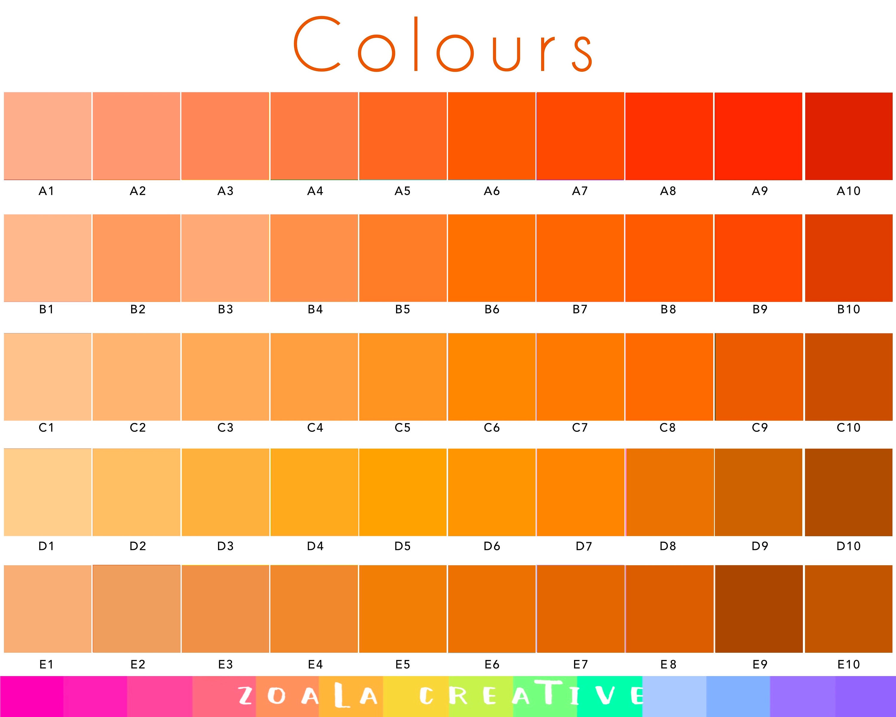 50 Shades of Orange 12 X 12 Digital Paper - Instant Download Bundle for ...