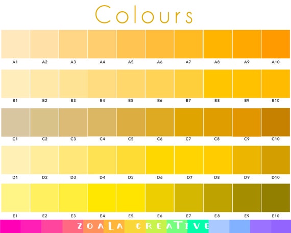 Shades Of Yellow Chart