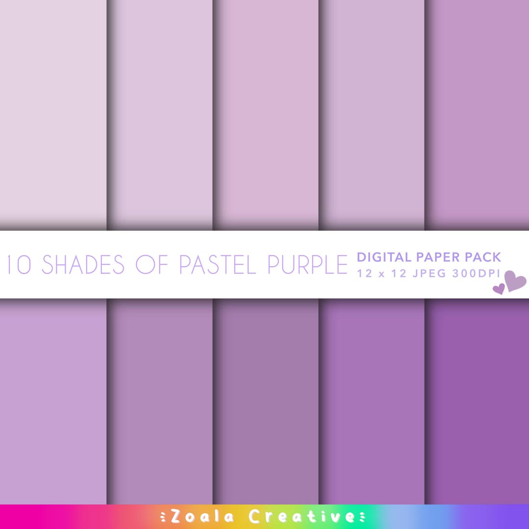 10 Solid Pastel Purple 12 X 12 Digital Paper Set for Scrapbooking ...