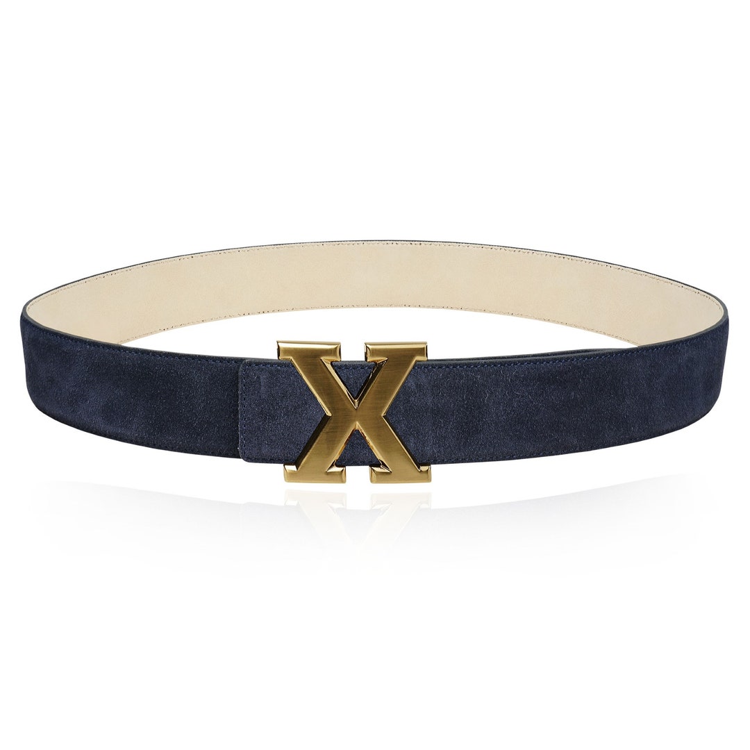 Suede Belt Navy 32 Mm 1.25 With Belt X-buckle With Personalized Belt ...