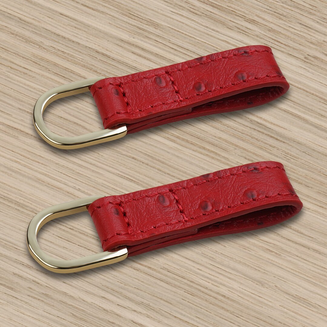 2 Ostrich Leather Red Leather for Birkin / Kelly Shoulder Strap Adapter ...