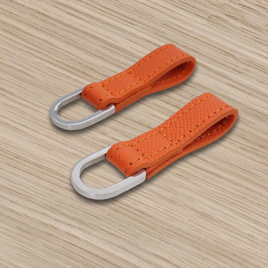 2 X Orange Leather for Birkin / Kelly Shoulder Strap Adapter D Ring ...