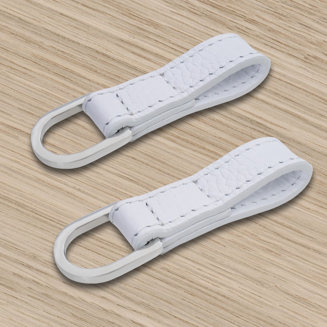 2 Togo White Leather for Birkin / Kelly Shoulder Strap Adapter D Ring ...