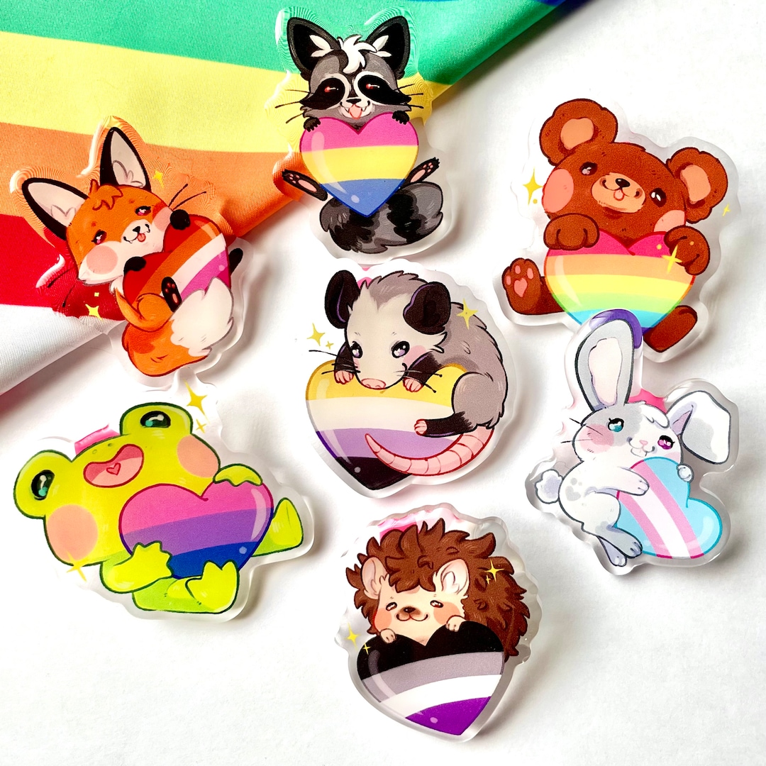 Pride Critter Acrylic Pins - Etsy
