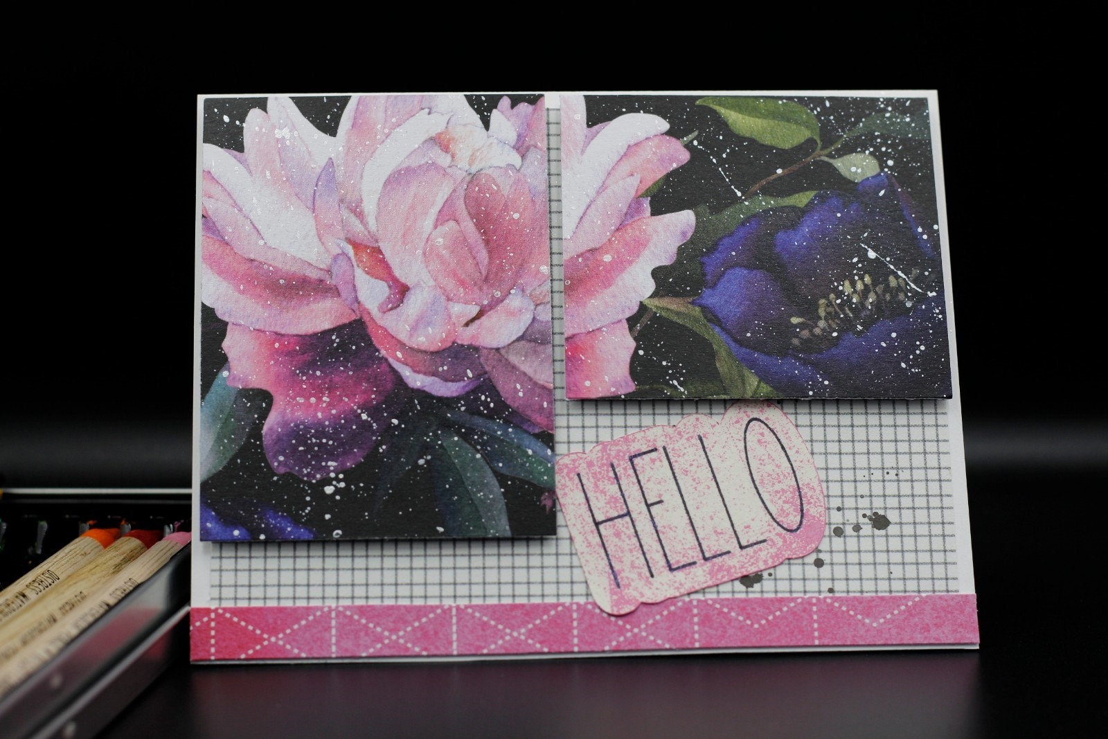 Floral Splatter Paint Greeting Card Handmade - Etsy