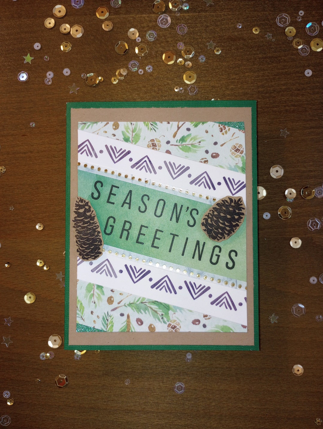 Season's Greetings Festive Handmade Greeting Card - Etsy