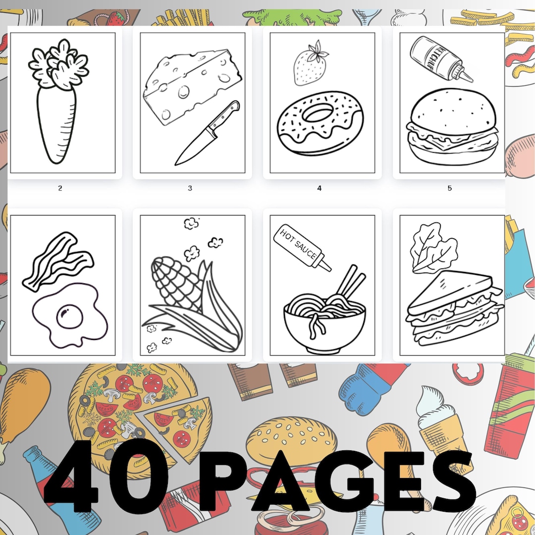 40 Food Coloring Pages | Food Coloring Pages for Adults, Teens ...