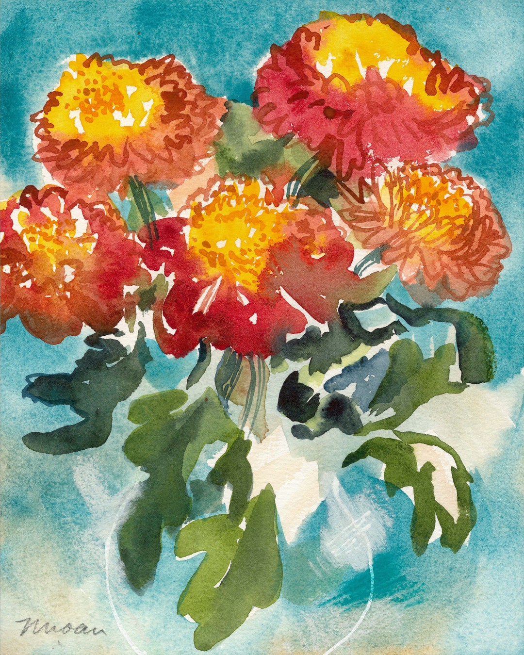 Bouquet - an Original Tropical Still Life Watercolor by Hawaiian Artist ...