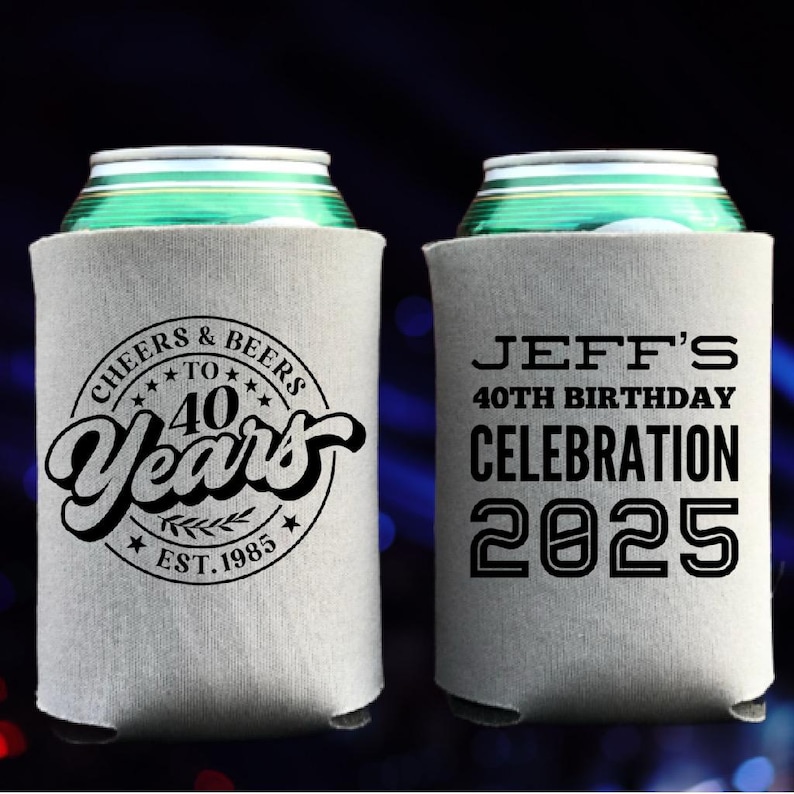 Cheers & Beers 40th Birthday Favor: Custom Can Coolers - Etsy