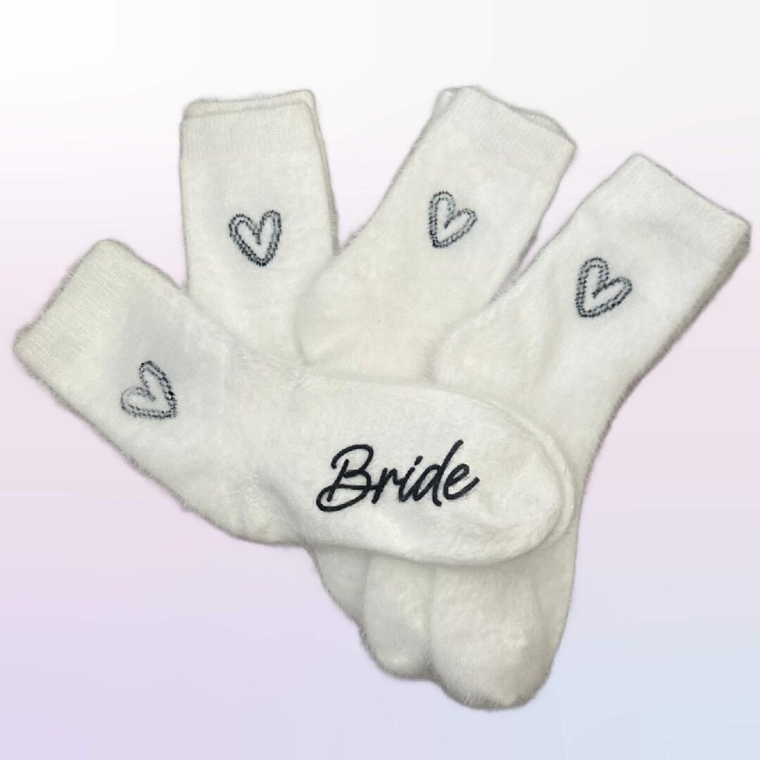 Personalized Wedding Socks | Custom Sweater Socks | Getting Ready Fuzzy ...