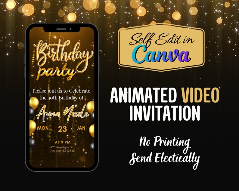 Video Birthday Party Invitation Animated Birthday Invitation - Etsy