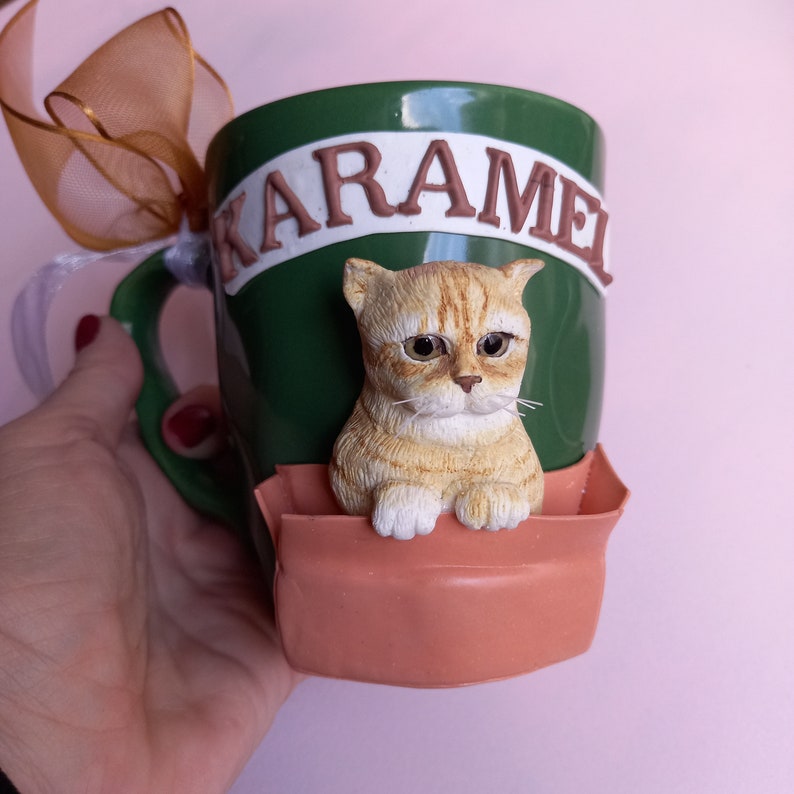Polymer Clay Personalized Portrait Cat Coffe Mug, Custom Cat Mug,gift ...