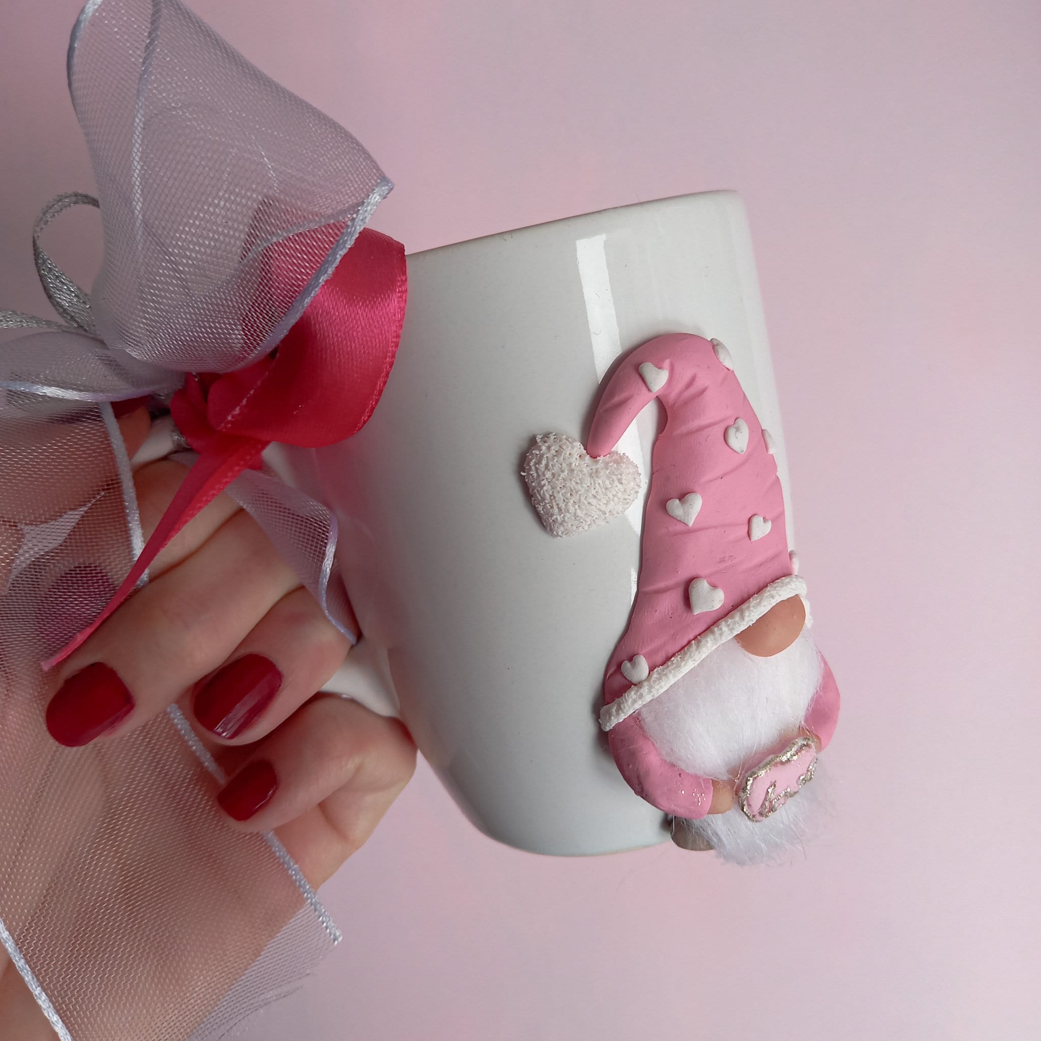 Polymer Clay Mug Custom Gnome Miniature Ceramic Coffee Mug Valentine's ...