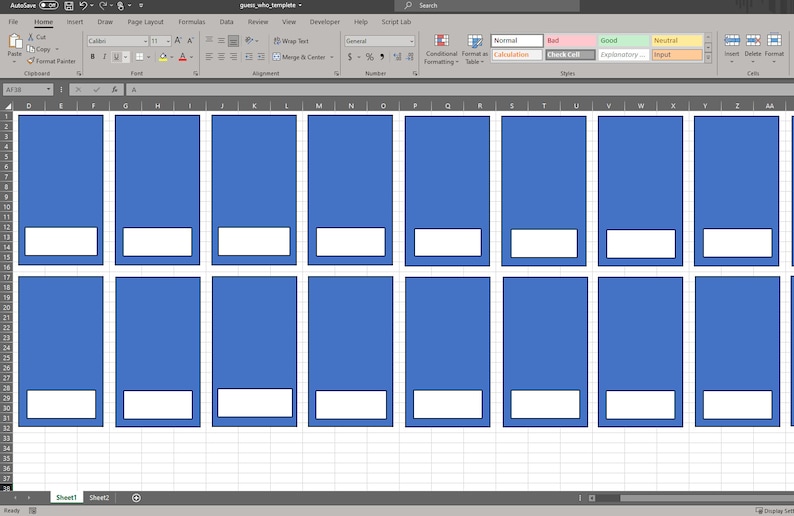 Guess Who Customizable Excel Template - Etsy